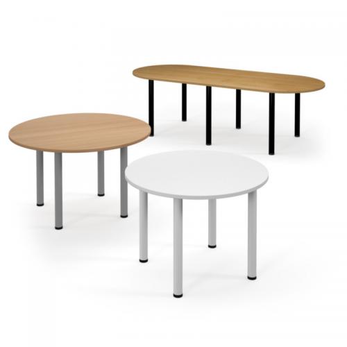 Radial end meeting table 2400mm x | DMFDRL2400WHBW | Meeting Tables