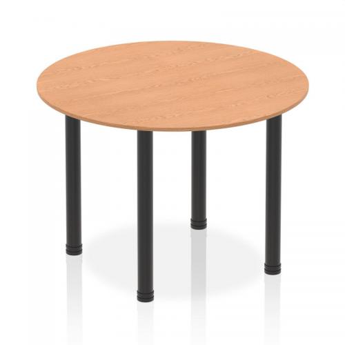 Impulse 1000mm Round Table Oak Top Black | DYNI004197 | Round Tables