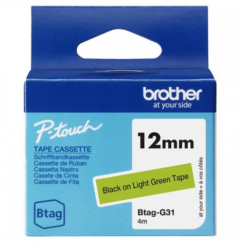 Brother 12mm Black on Light Green | EXRBRBTAGG31 | Label Tapes