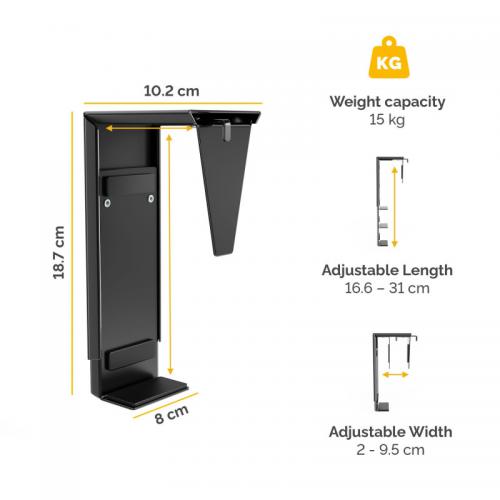 Fellowes Desk Thin Client Holder Black | GJQ35816J | Monitor Arms