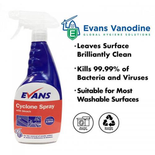 Evans Vanodine Cyclone Spray With Bleach 750ml | NWT5482 | Bleach