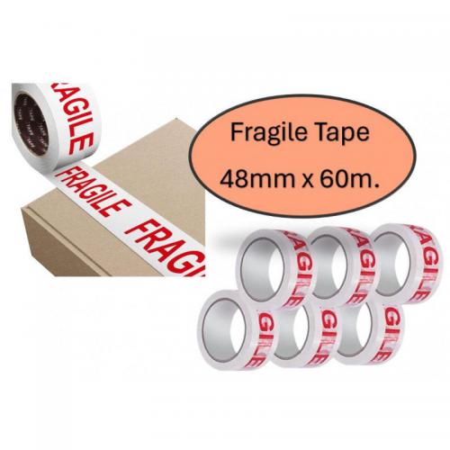 Fragile White & Red Packaging Tape | NWT762 | Quarantine Tape