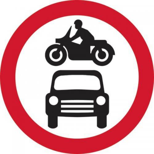 450mm Dia. Dibond Motor Vehicles Prohibited Road Sign | SLBY424019