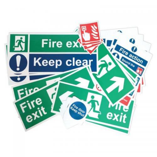 Fire Safety Signage Pack, Self Adhesive Vinyl, Medium | SLBY425244