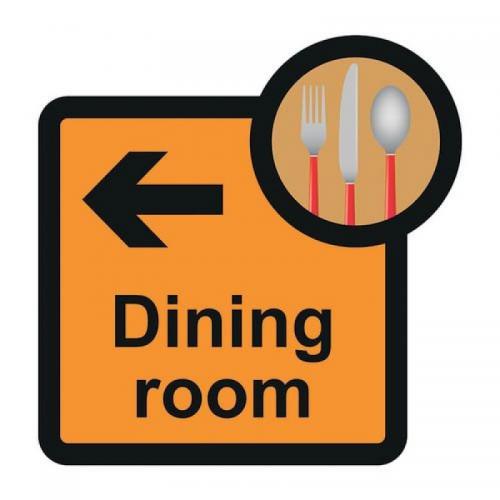 Assisted Living Sign: Dining Room Arrow Left - SA Fmx | SLBY429599