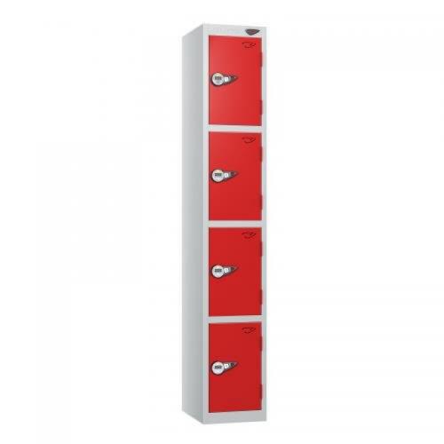 4 Tier - Steel Locker Flat Top - Pearl Silver BodyRed | SLBY437063
