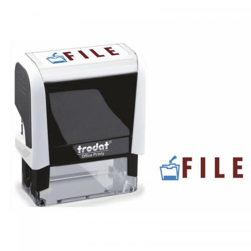 Trodat Office Printy Word Stamp FILE RedBlue | TRO77305 | Ink Stamps