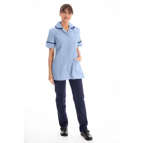 Work in Style Female Nursing Tunic Sky with Navy | WIS27763 | Tunics